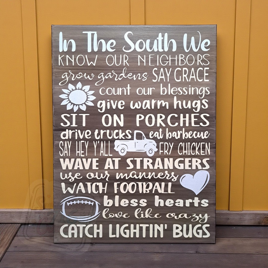 Southern Sayings Canvas Sign: Farmhouse Family Rules Decor - Etsy