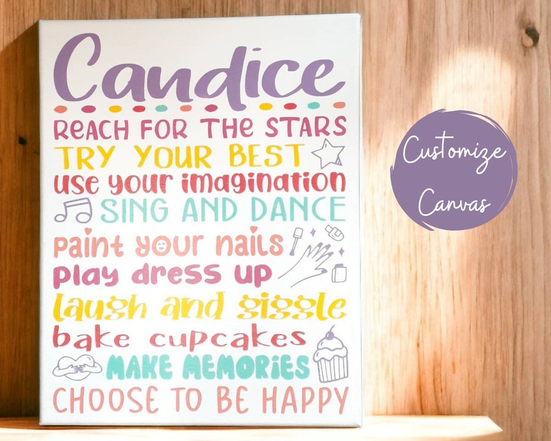 Personalized Girls Room Canvas: Motivational Wall Art - Etsy