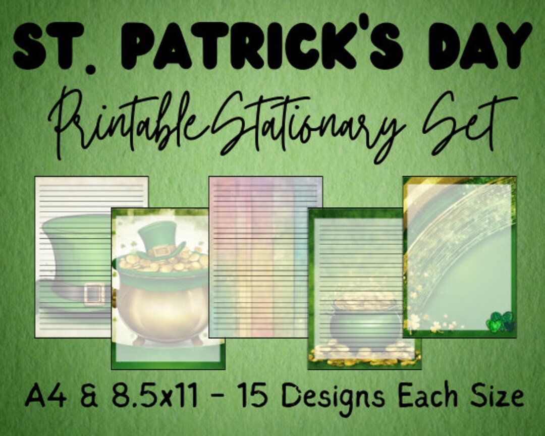 St. Patrick's Day Printable Stationery Set: Lined & Blank Paper ...