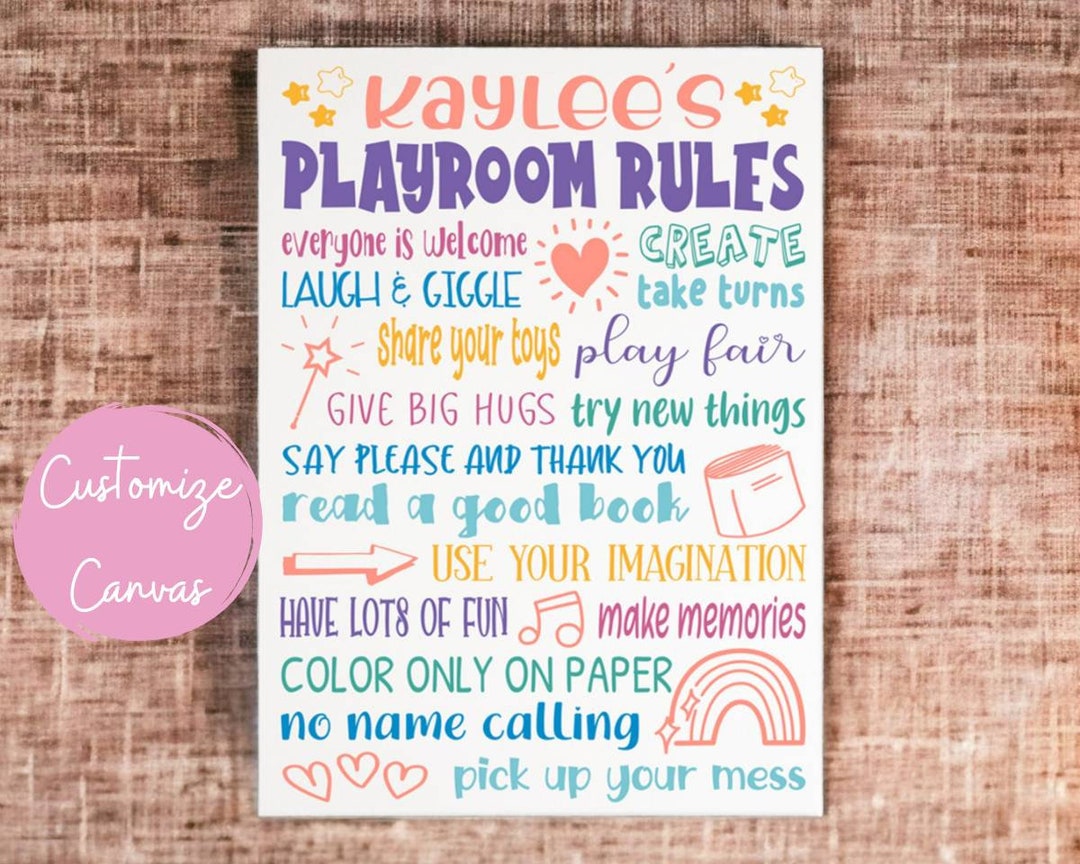 Personalized Playroom Rules Sign: Custom Painted Canvas Decor - Etsy