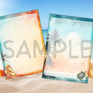 Beach Stationary Set, Printable Paper, Lined Writing Paper, Blank Paper ...