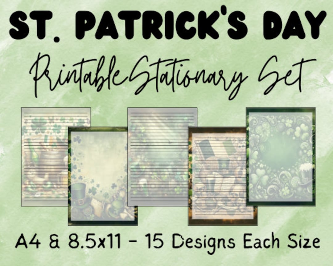 St. Patrick's Day Stationary, Printable Paper, Lined Writing Paper ...