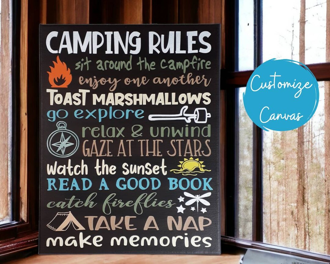 Camping Rules Sign, Sign for Camper, Gift for Camping Lovers, Camping ...