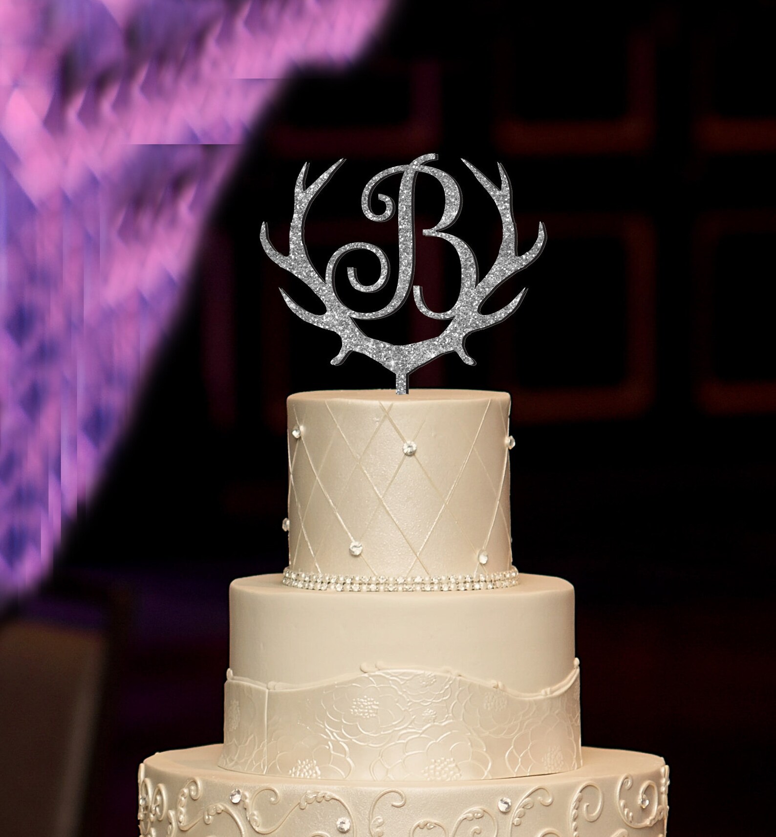 Antler Cake Toppers Personalized Gold Monogram Cake Topper - Etsy