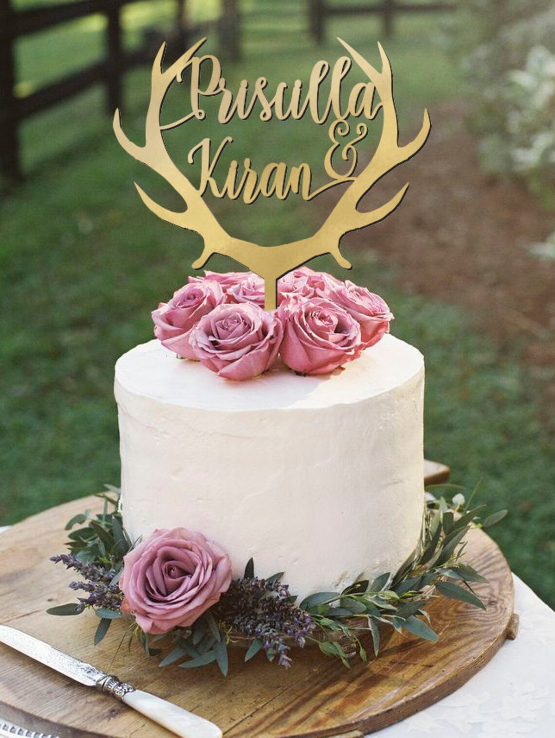 Antler Cake Toppers Personalized Gold Monogram Cake Topper - Etsy