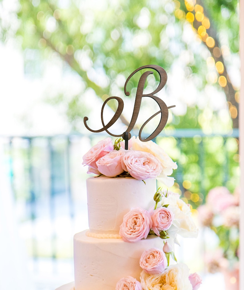Monogram Wedding Cake Topper Letter B Gold Monogram Cake - Etsy