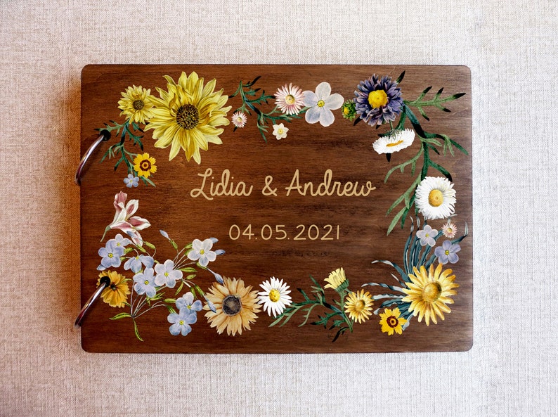 Sunflower Wedding Guest Book Personalized Wedding Guest Book | Etsy