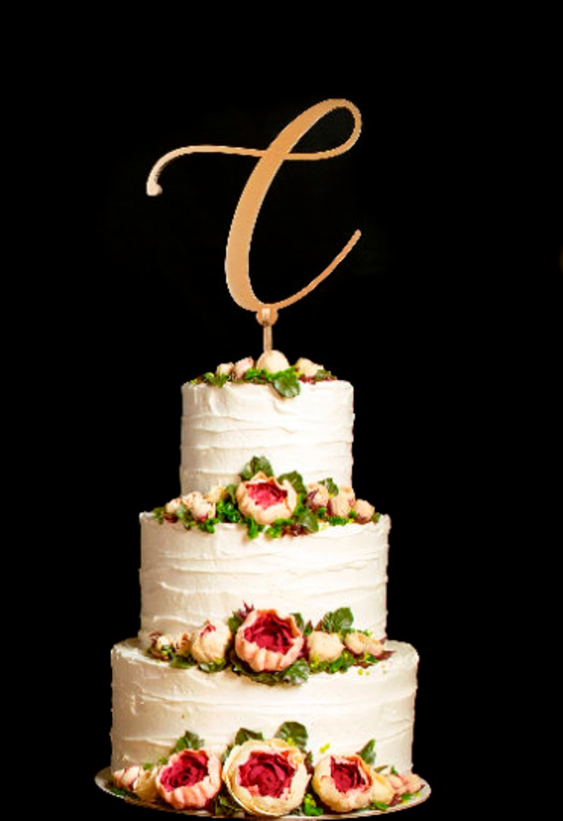 Monogram Wedding Cake Topper Letter B Gold Monogram Cake - Etsy