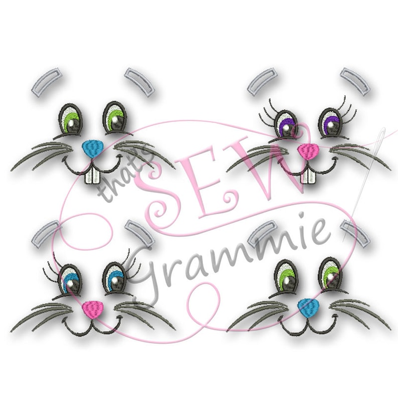 Bunny Faces Fits 5x7 Hoop ONLY - Etsy