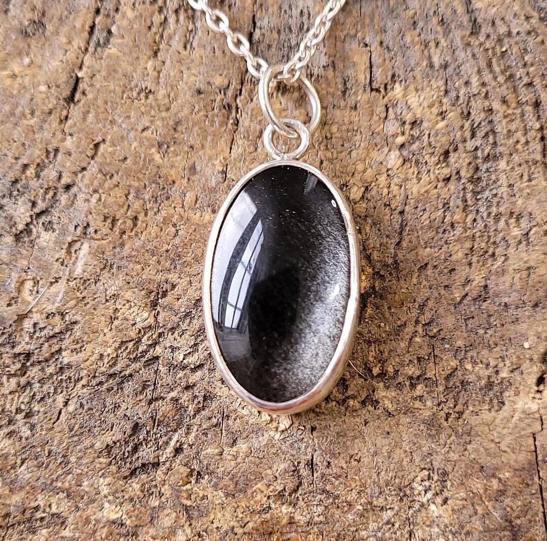Silver Sheen Obsidian Sterling Silver Pendant Necklace - Etsy