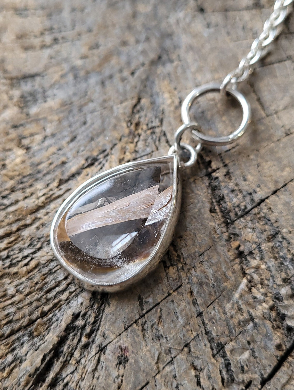 Brookite in Quartz Sterling Silver Toggle Style Statement Necklace - Etsy