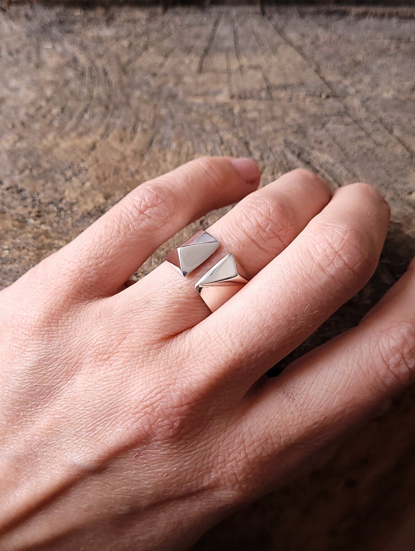 Minimalist Adjustable Sterling Silver Rebel Rebel Ring * Size 6 1/2 to ...