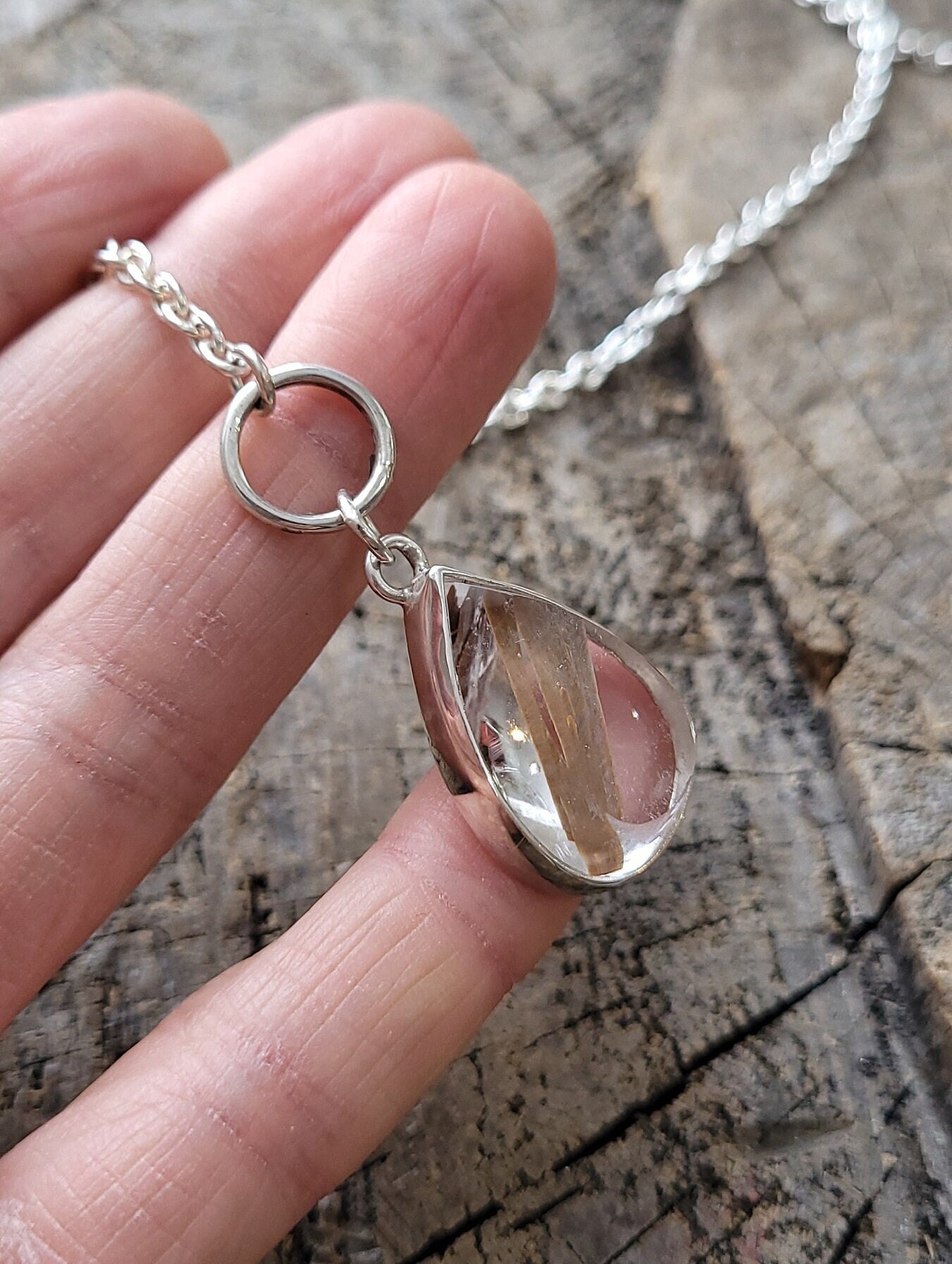 Brookite in Quartz Sterling Silver Toggle Style Statement Necklace - Etsy