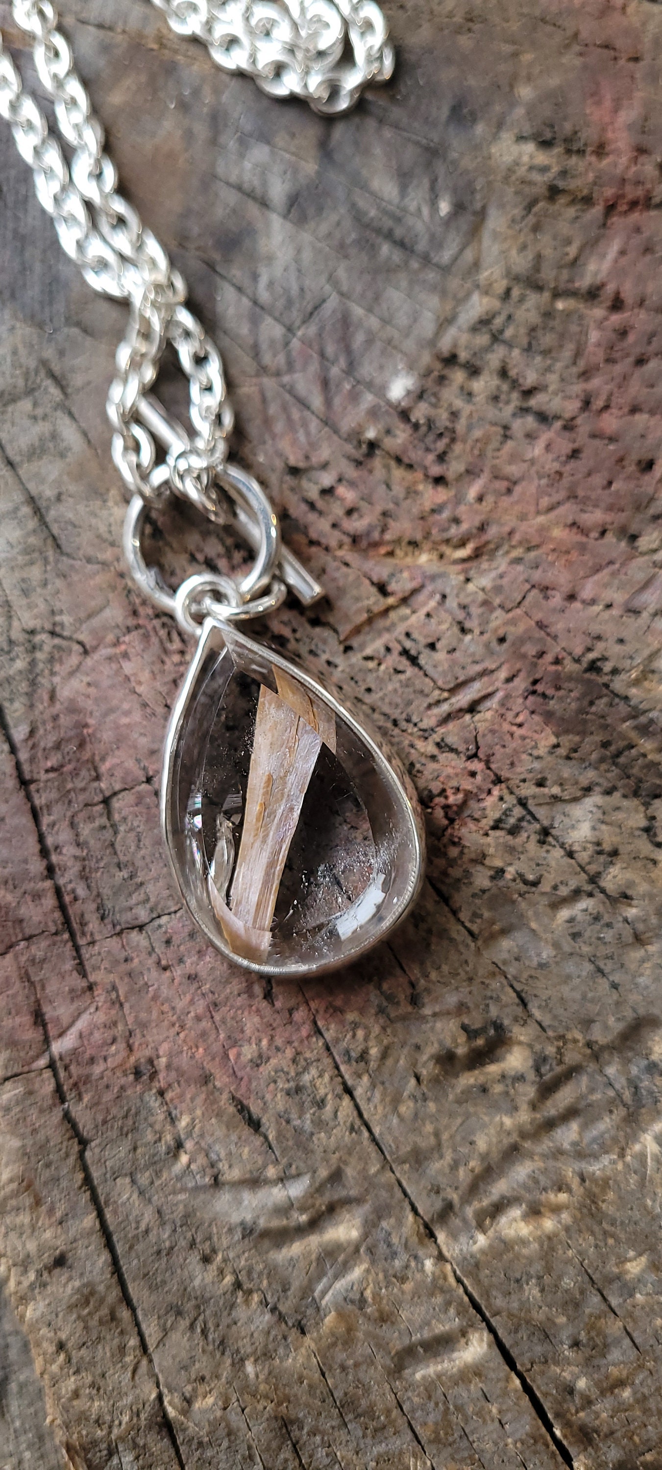 Brookite in Quartz Sterling Silver Toggle Style Statement Necklace - Etsy