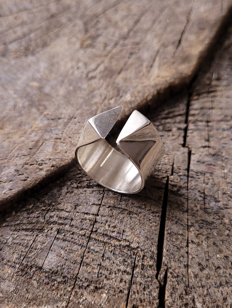 Minimalist Adjustable Sterling Silver Rebel Rebel Ring * Size 6 1/2 to ...