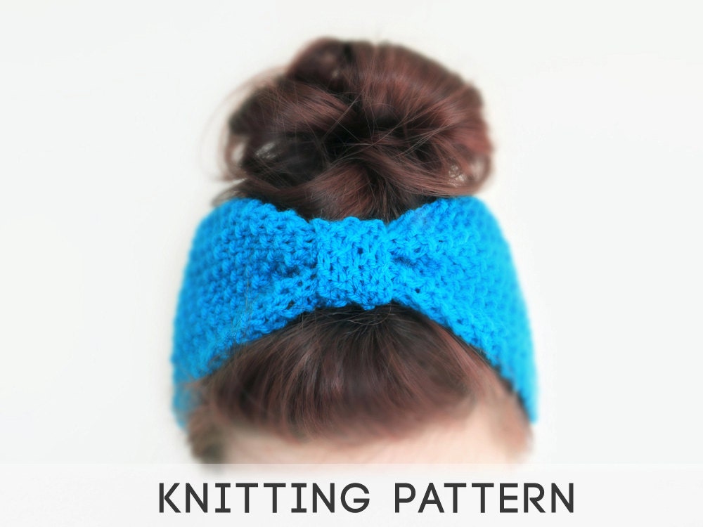 Bow Headband Knitting Pattern PDF | Knit Turban Headwrap Pattern ...