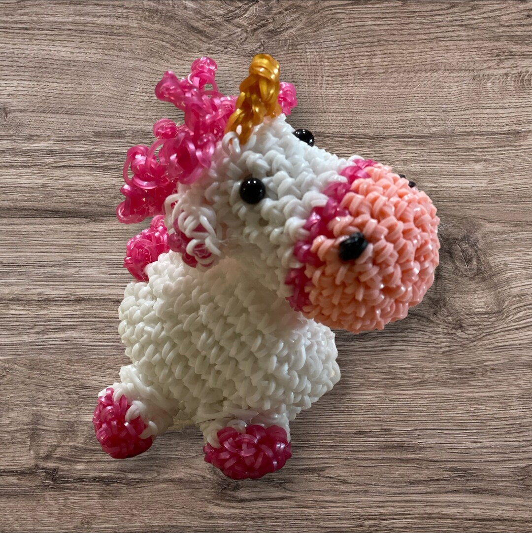 Unicorn Rainbow Loom Band Loomigurumi 3D Rubber Band Crochet Squishy ...