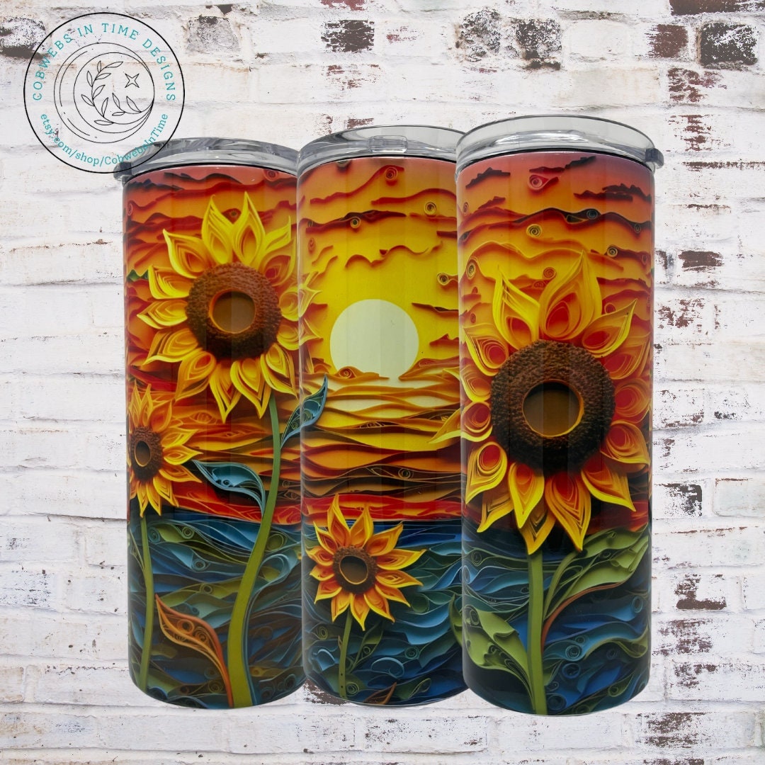 Sunflower Sunset Quill Art 25oz Stainless Steel Insulated - Etsy
