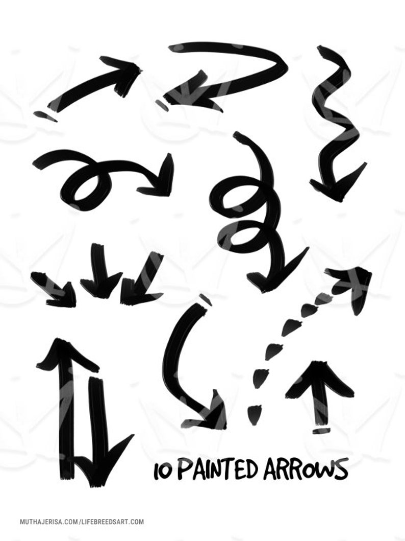Painted Arrows Clipart Set: 10 PNG & JPG Graphics (digital Download) - Etsy