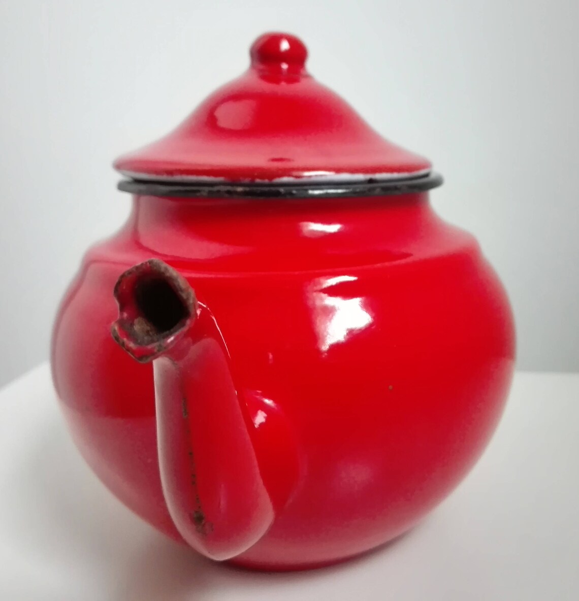 Vintage Retro Romanian Enamel Tea Coffee Red Kettle Witchy - Etsy