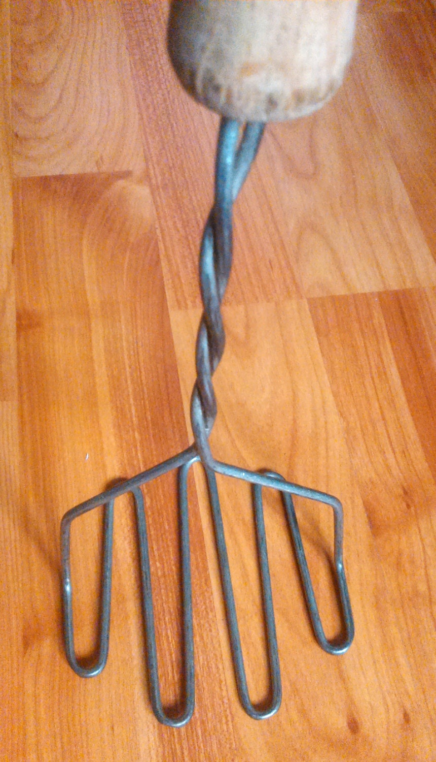 Vintage Romanian Mashed Potatoes Vegetable Puree Utensil Metal Wooden ...