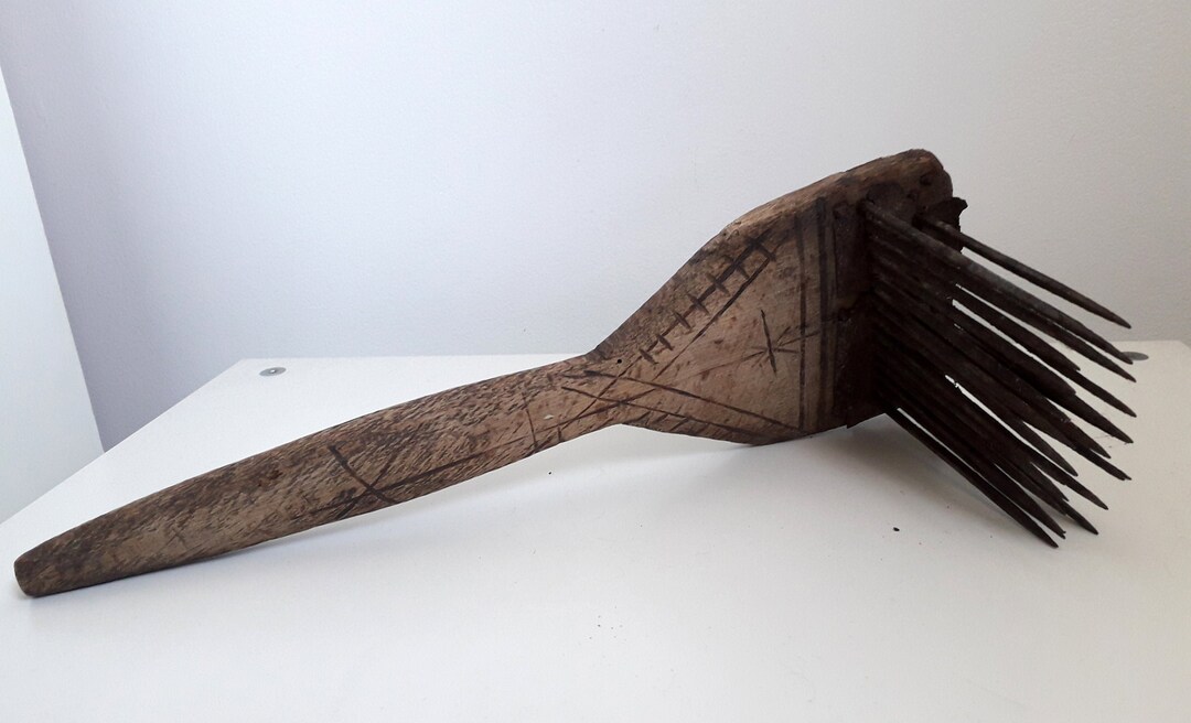 Vintage Romanian Flax Heckle or Hemp Wool Comb Teasel, Old Tool, 100 ...