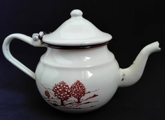 Vintage Retro Romanian Enamel Tea Coffee Kettle Kitchen Table | Etsy