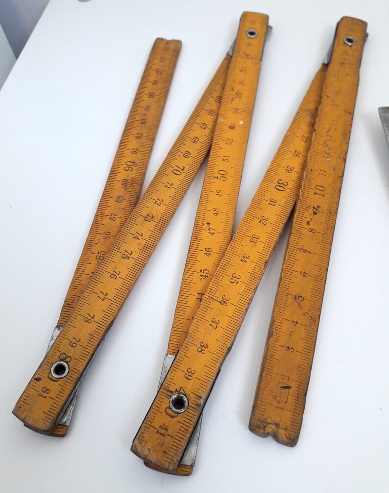 Vintage Extension Metal and Wood Rulers 100 Centimeters, Geometry ...