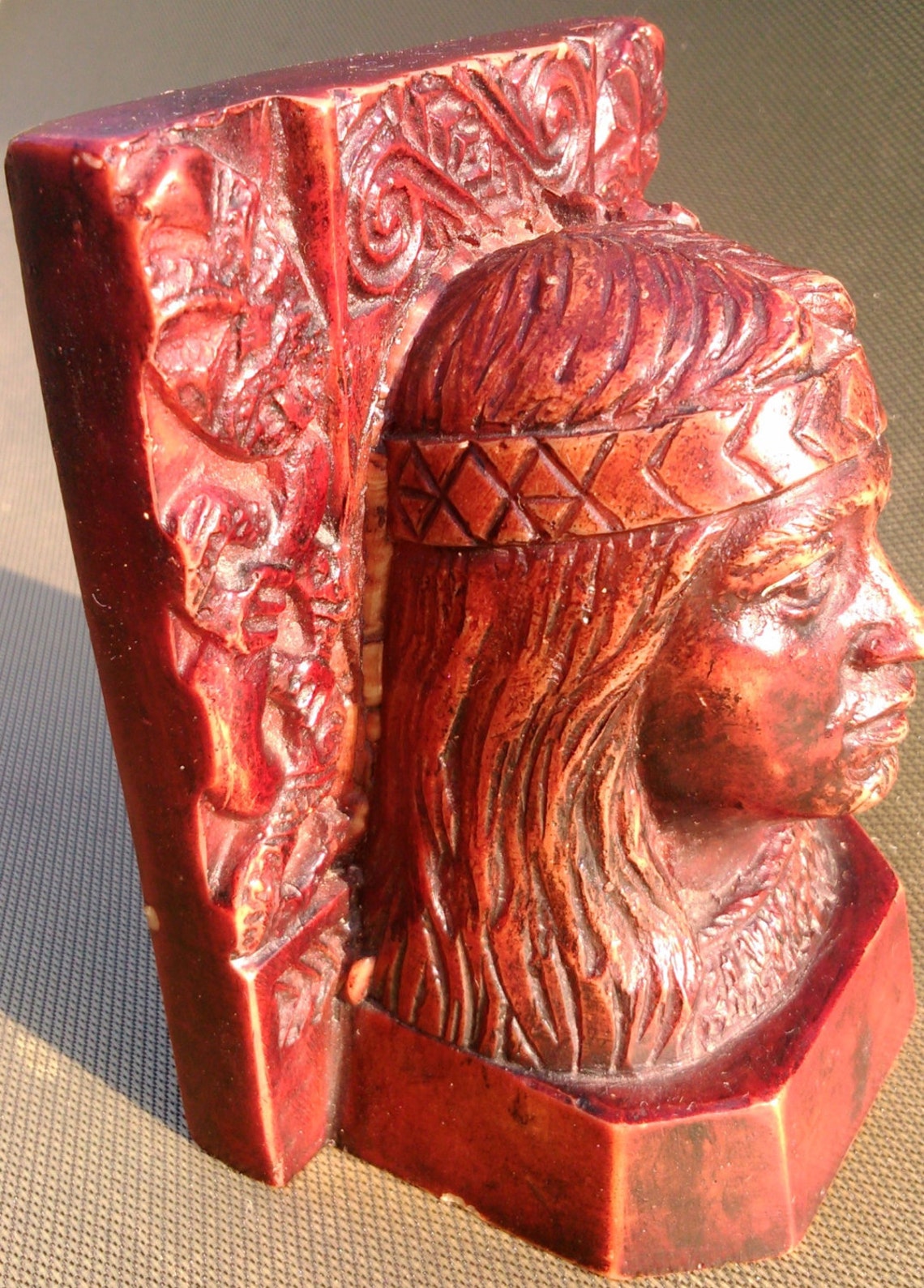 Vintage Resin Native American Indian Bust Statue Home Decor, Decorative ...