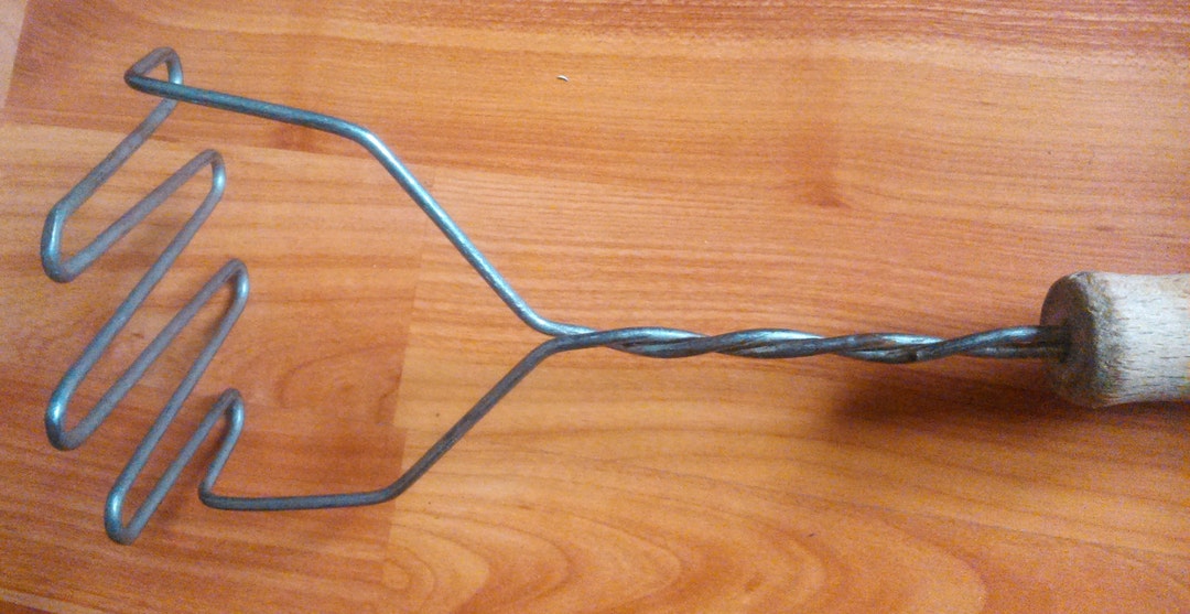 Vintage Romanian Mashed Potatoes Vegetable Puree Utensil Metal Wooden ...