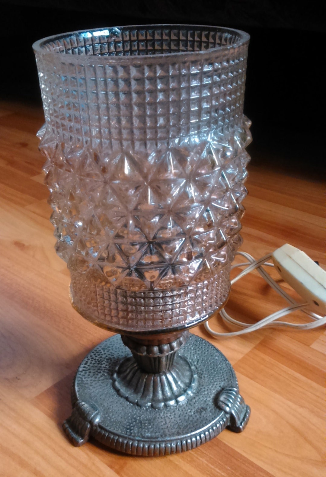 Old Romanian Vintage Retro Table Lamp Lighting 1962 Home Decor Glass ...