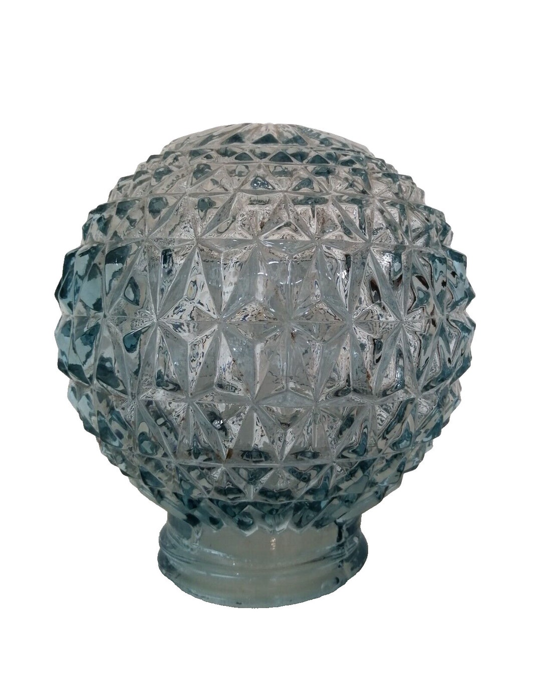 Vintage Retro Light Glass Globe Textured Home Shop Office Designer Blue ...
