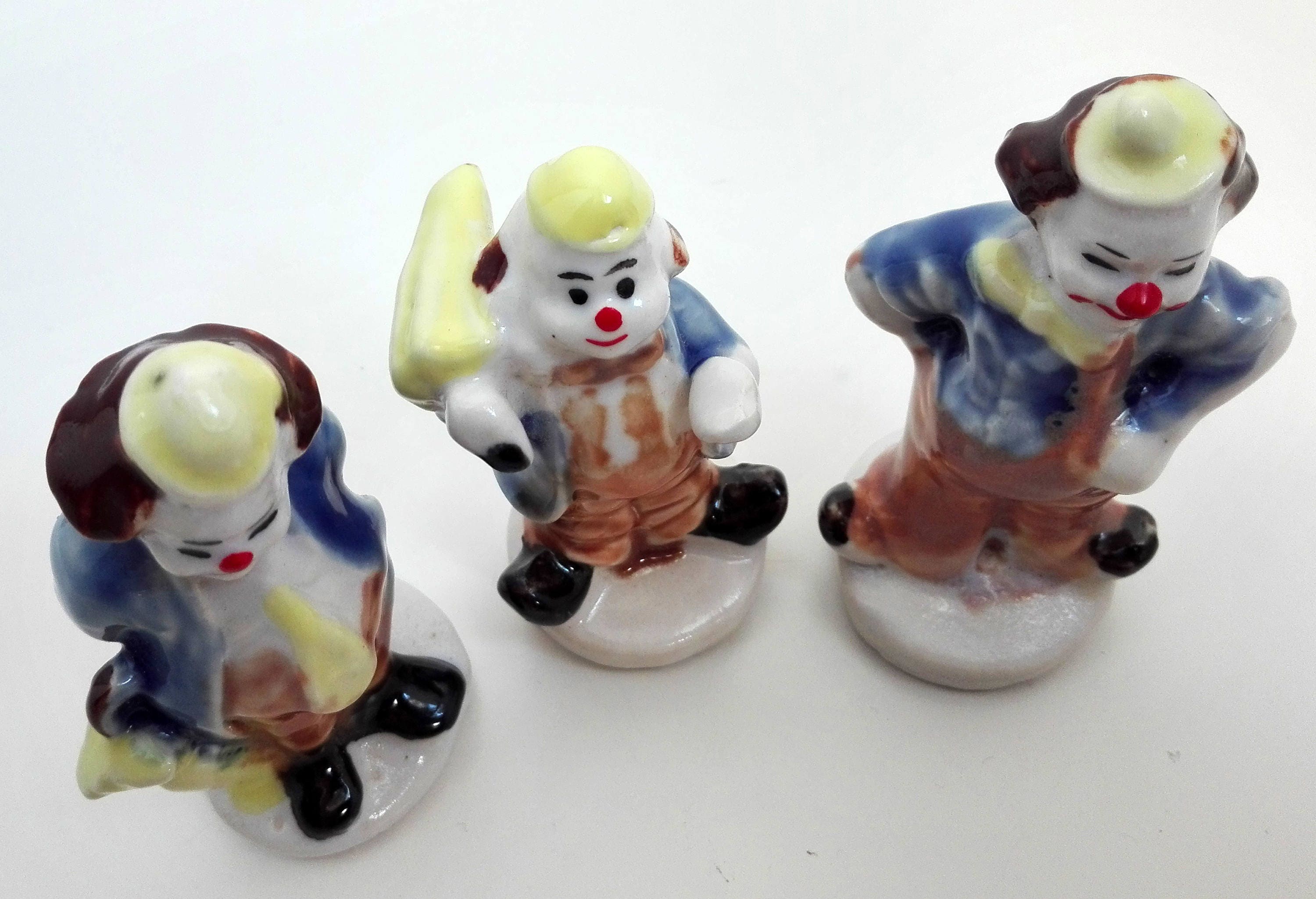 Set of 3 Vintage Small Ceramic Porcelain Hobo Clown Clowns, Handpainted ...