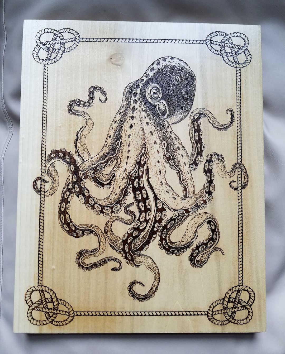 Octopus Laser Engraved on Wood, Fifth Anniversary Gift, Laser Art ...