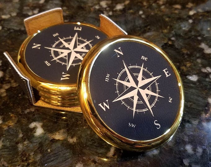 Four Coaster Set With Caddy Coasters Feature Compass Rose - Etsy