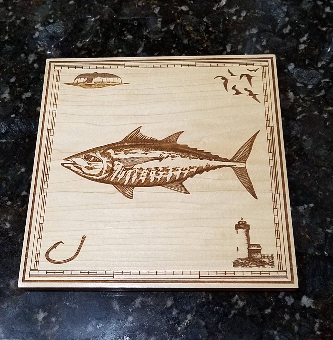 Tuna Wall Art, Laser Engraved Tuna, Fishing Artwork, Tuna, Nautical ...