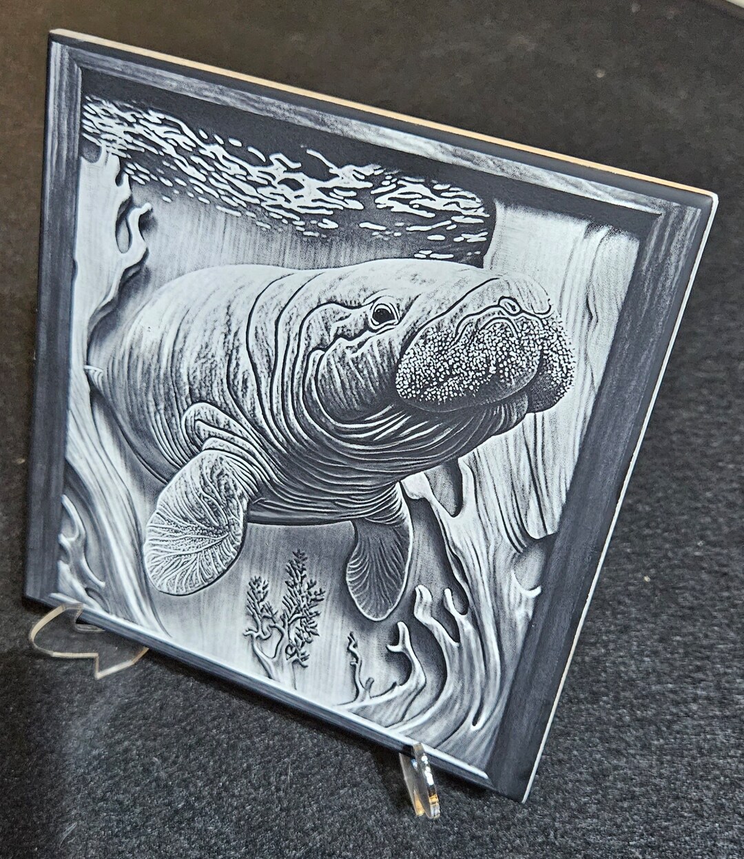Laser Engraved Manatee Ceramic Tile - Etsy
