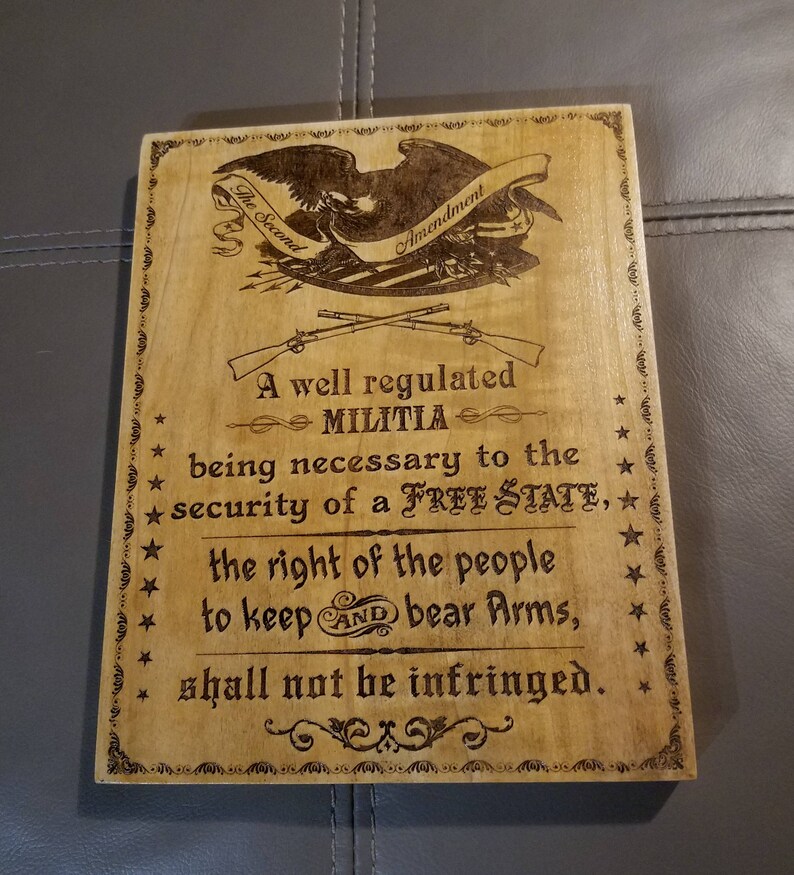 2nd Amendment Wall Hanging, Laser Engraved Second Amendment, 5th ...