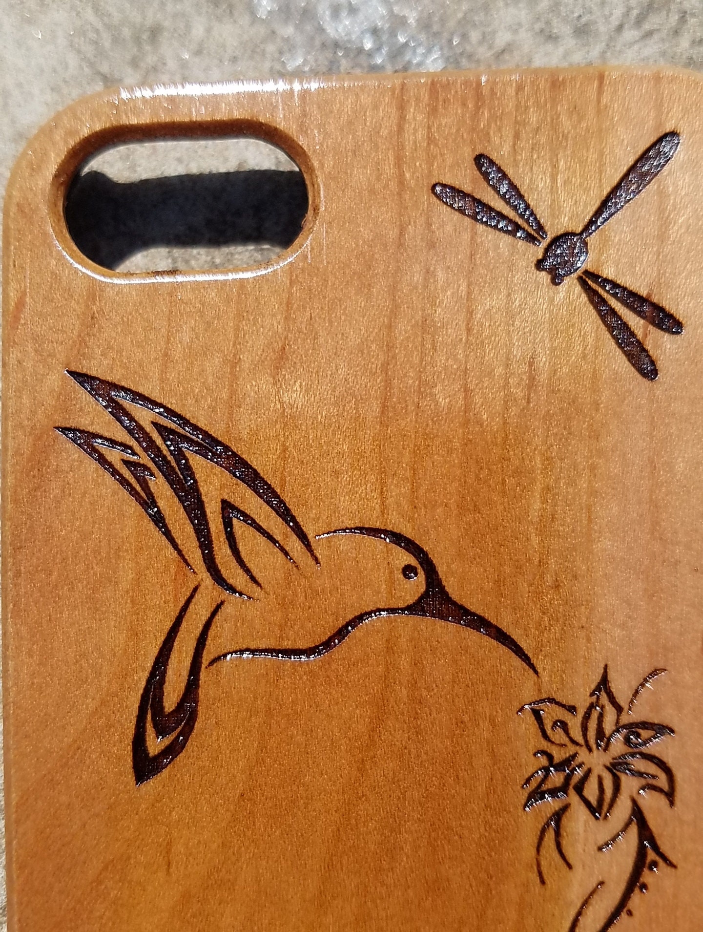 Laser Engraved Phone Case, Hummingbird Art, Butterfly, Dragon Fly ...