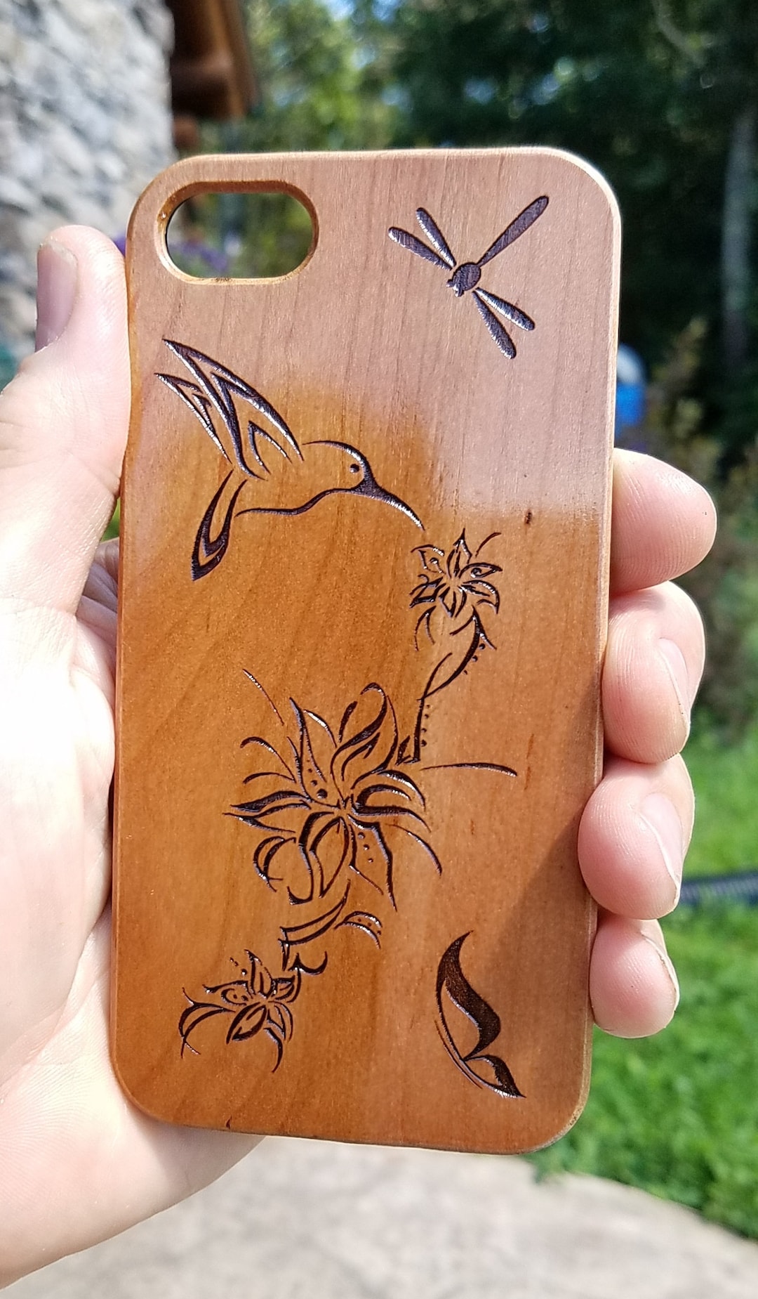 Laser Engraved Phone Case, Hummingbird Art, Butterfly, Dragon Fly ...
