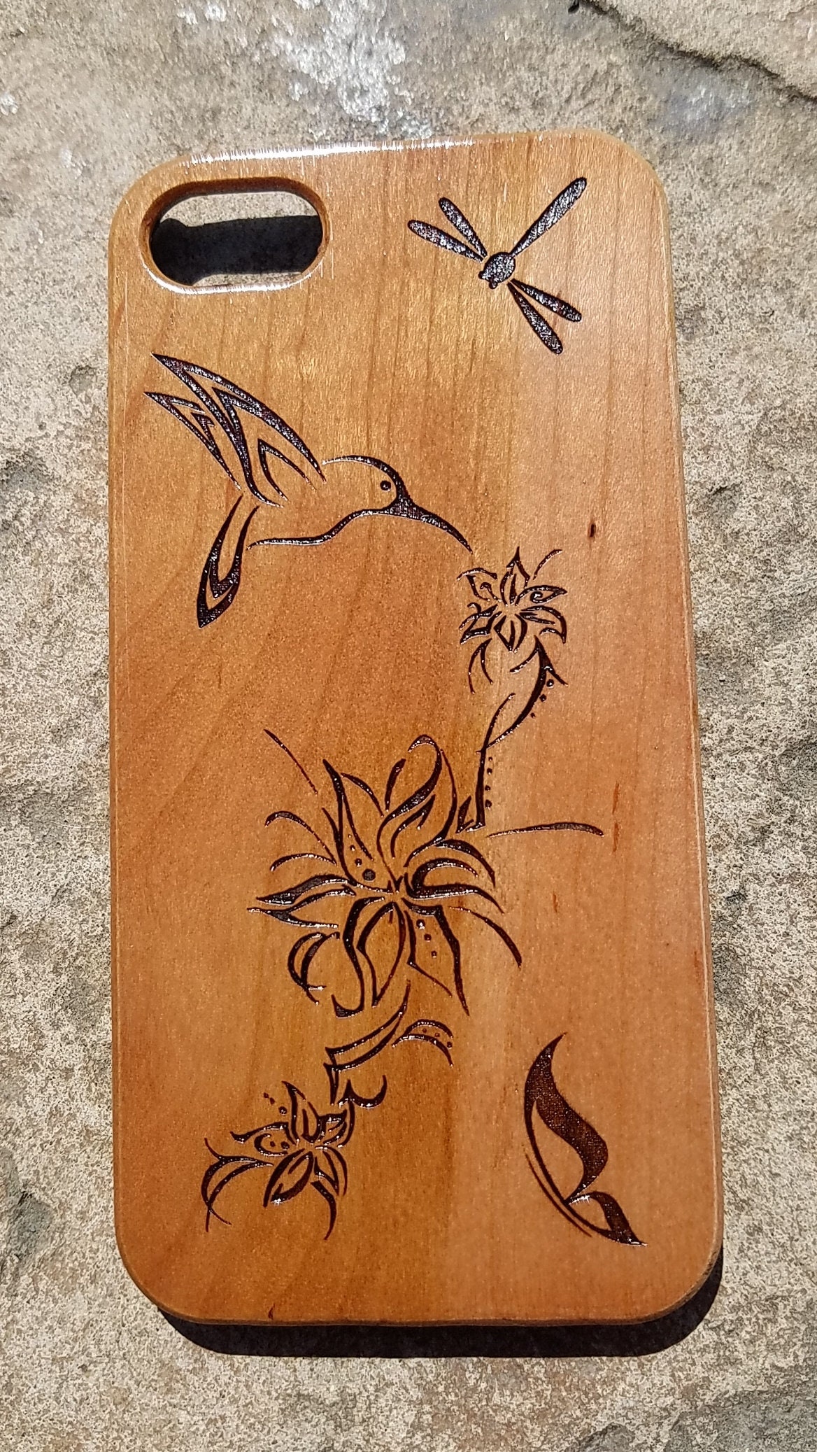 Laser Engraved Phone Case, Hummingbird Art, Butterfly, Dragon Fly ...