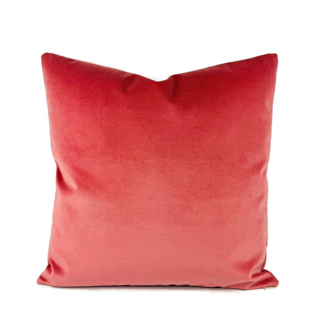 Solid Coral Pink Velvet Pillow Cover - 20" X 20" Bright Rose Pink ...