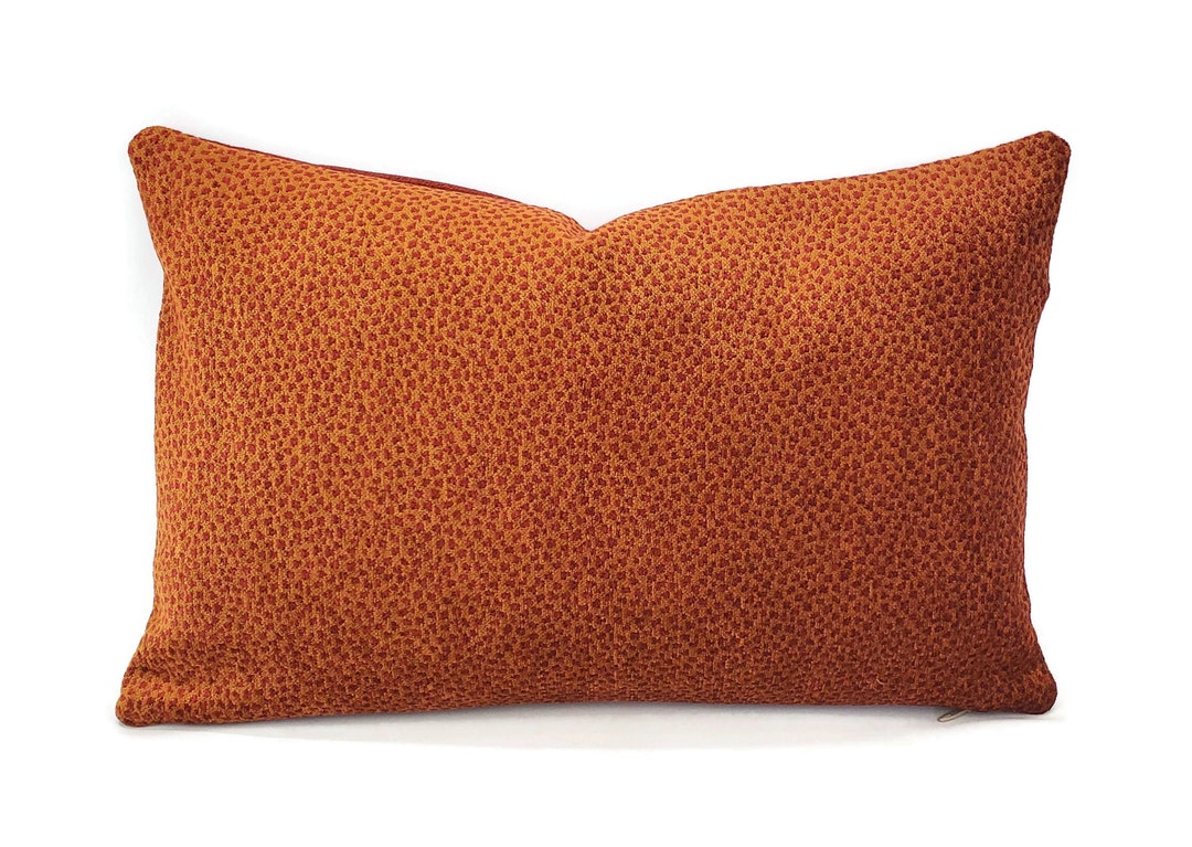 Rust Orange With Red Spots Double Chenille Lumbar Pillow Cover - Etsy