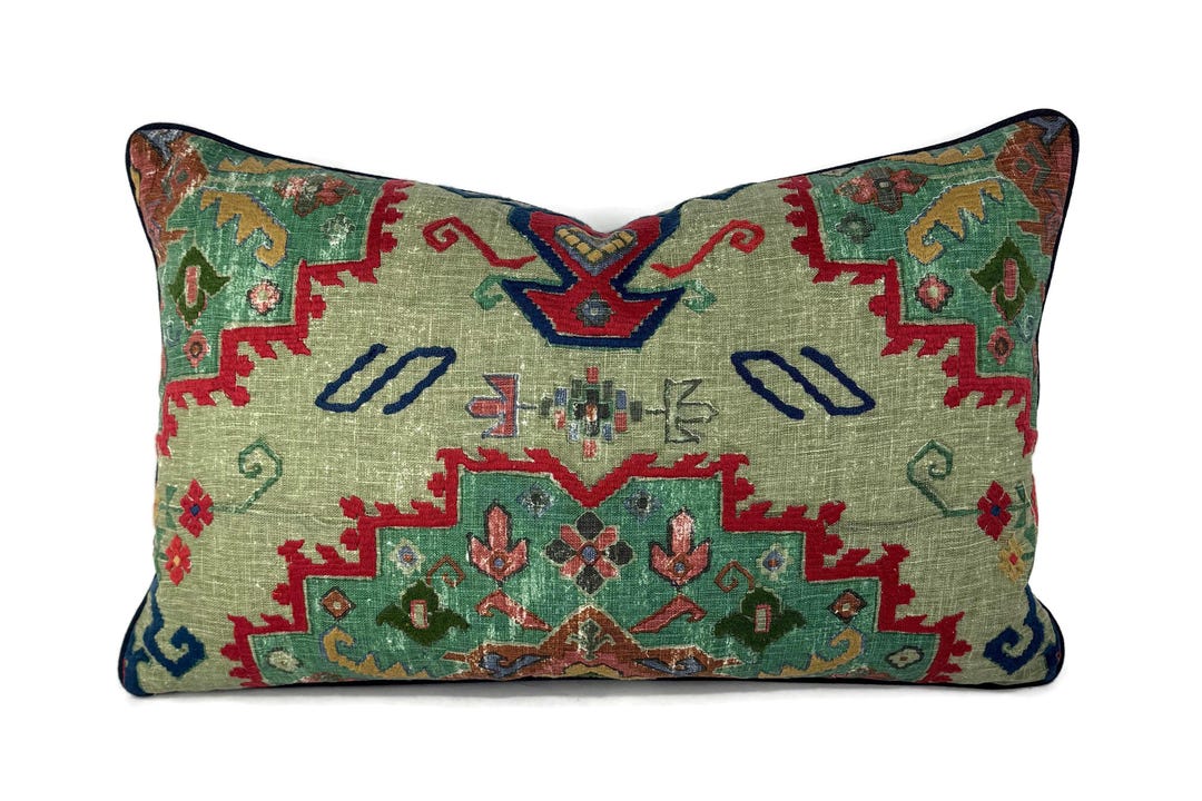 Lee Jofa Turkana Lumbar Pillow Cover: Sage Green Embroidered Turkish ...