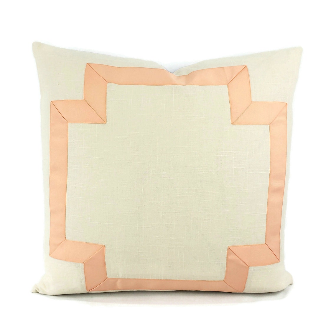 Light Peach Ribbon Large Cross Embellished on Ivory Linen - Etsy