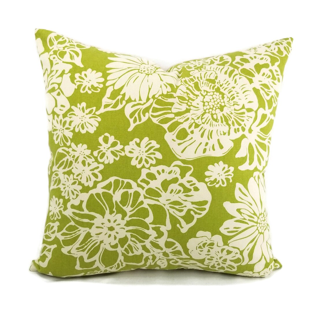 Biko Leaf Green and White Cotton Pillow Cover - Etsy España