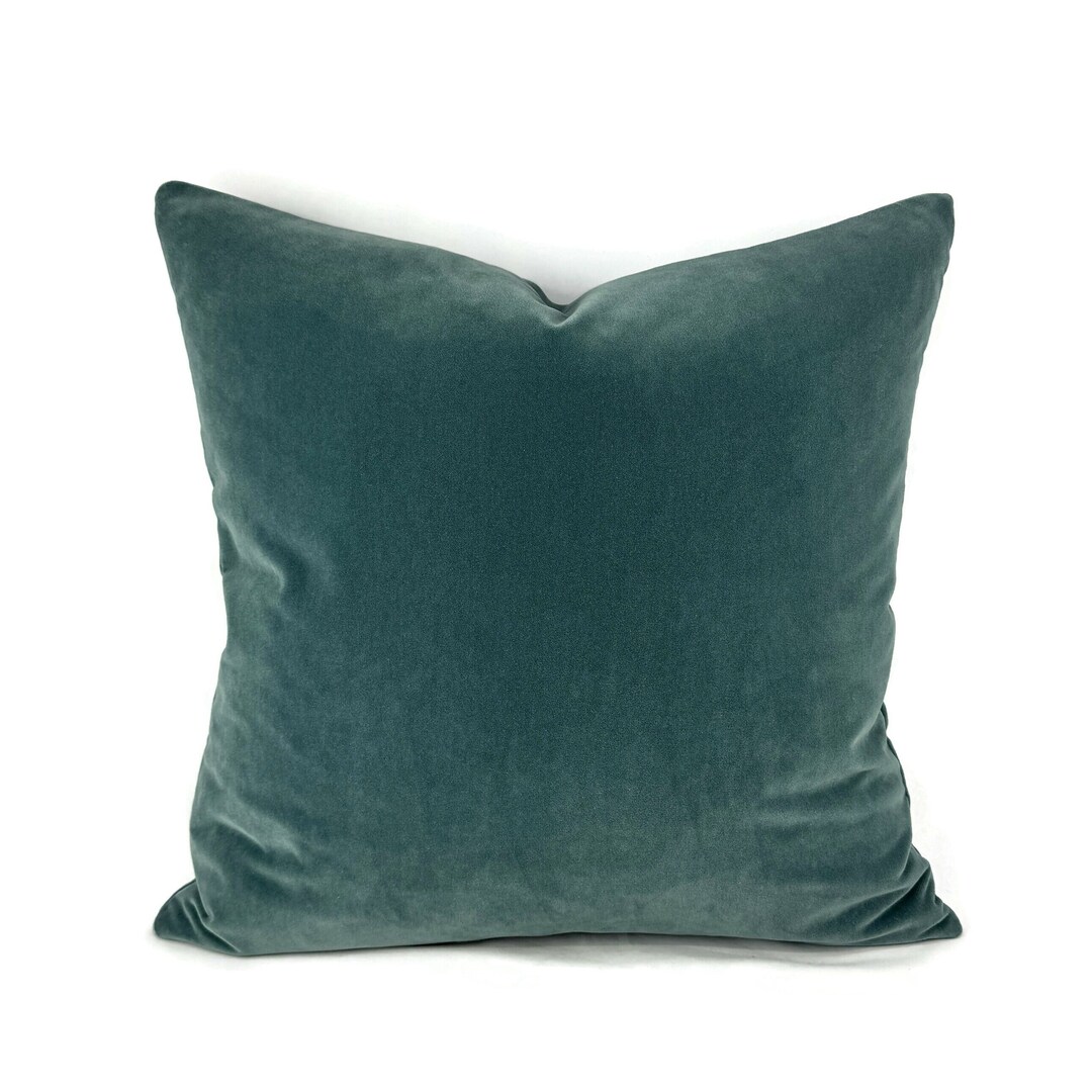 Dark Smokey Blue Plush Velvet Pillow Cover - Dusty Blue Gray Velvet ...