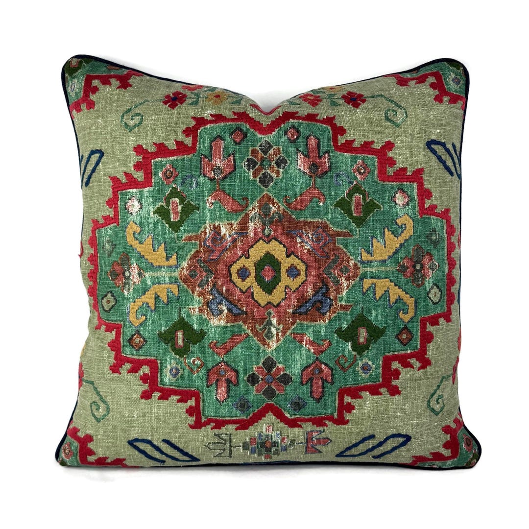 Lee Jofa Turkana Pillow Cover: Sage Green Turkish Rug Design (20" X 20 ...