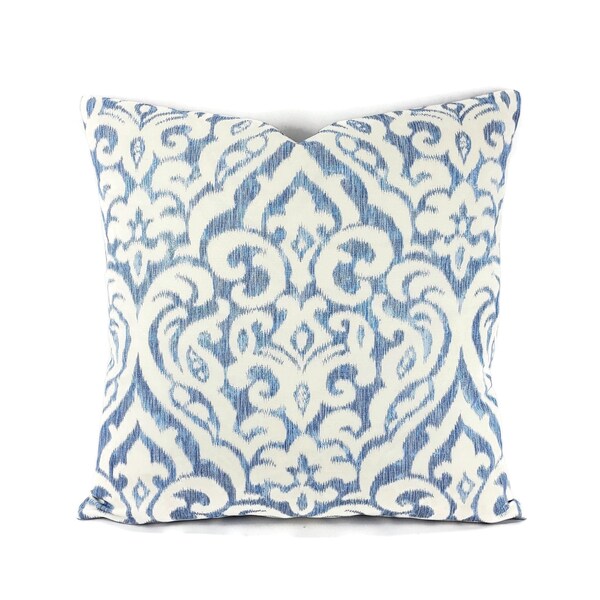 Blue Damask Pillow - Etsy