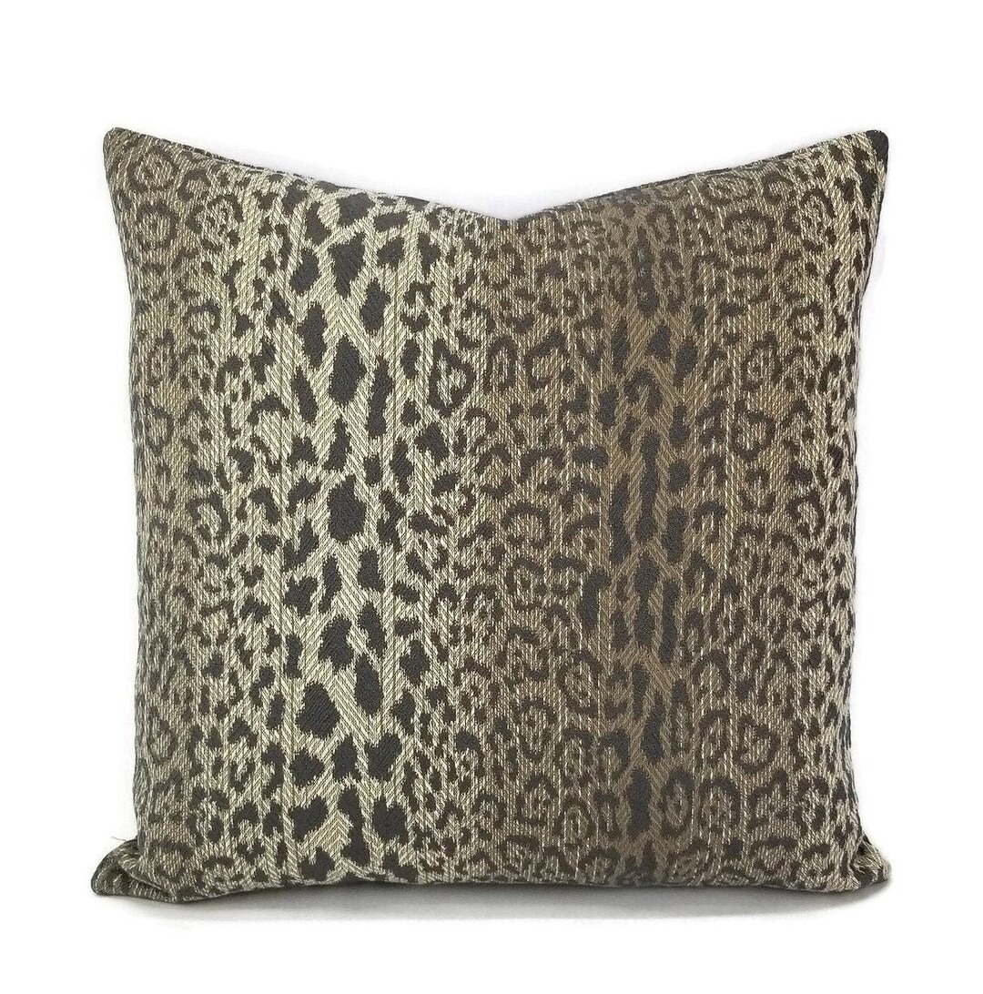 Pindler Lynx in Greystone Pillow Cover - 20" X 20" Gray Animal Print ...